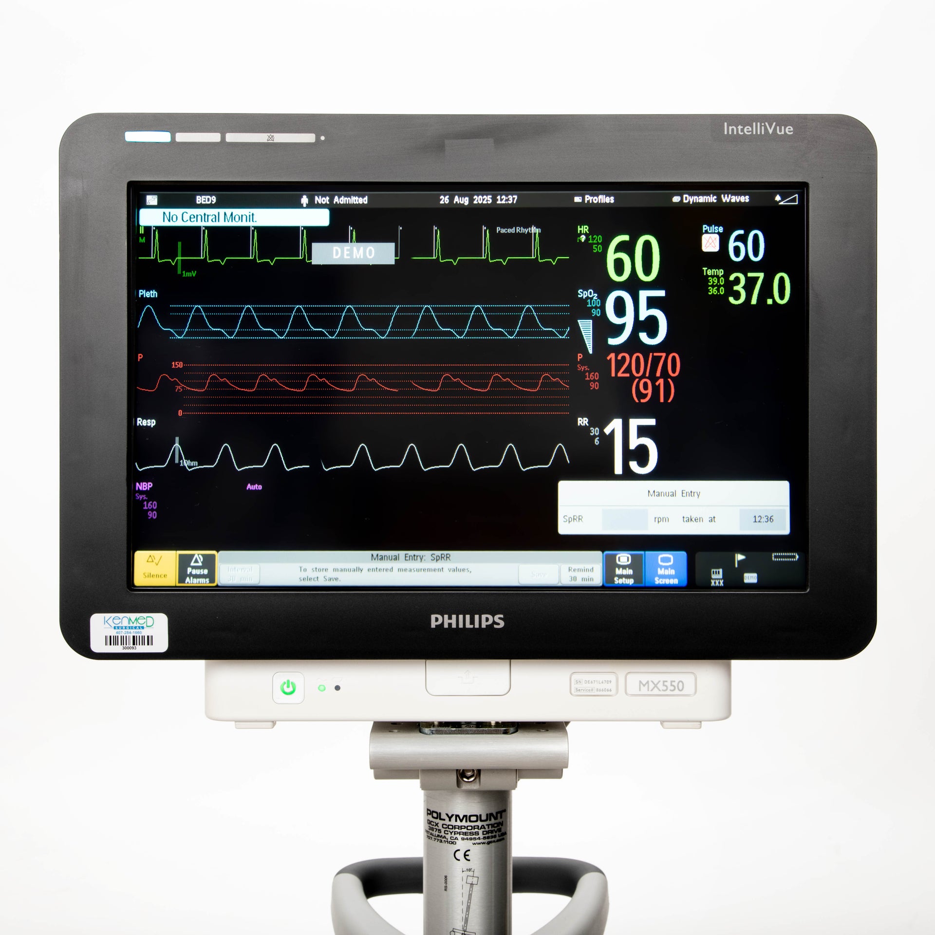 PHILIPS IntelliVue MX550 Multiparameter Patient Monitor - Philips 8670 ...