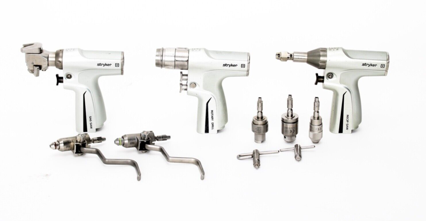 Stryker System 8 Large Bone Drill Set 8208-000-000 8206-000-000 8205-0 ...
