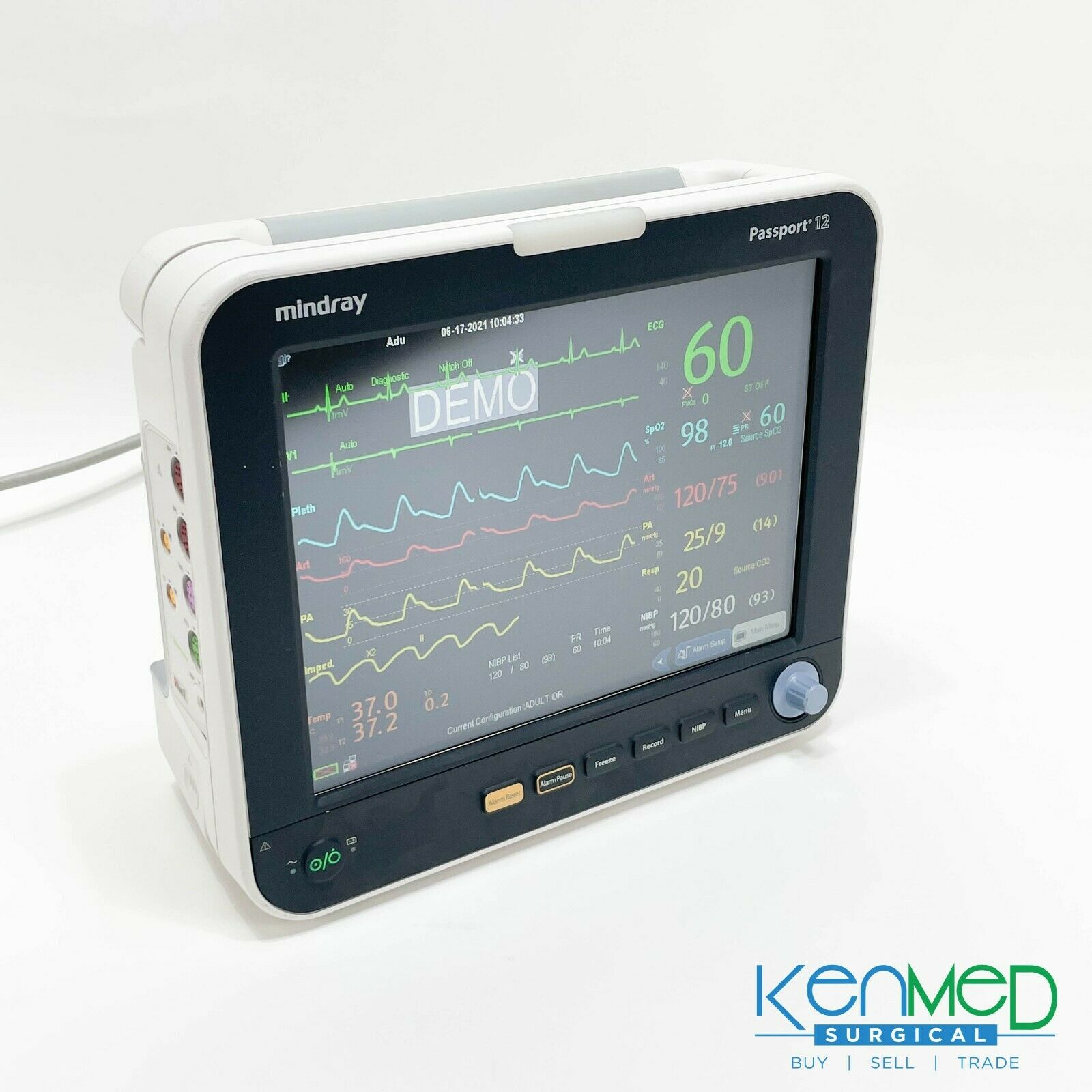 Mindray Passport 12 Vital Signs Monitor Masimo SPO2 Arrythmia NIBP 610 ...
